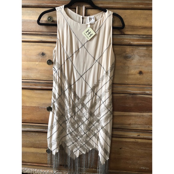 Haute Hippie | Dresses | Haute Hippie Embellished Dress Buff Color ...